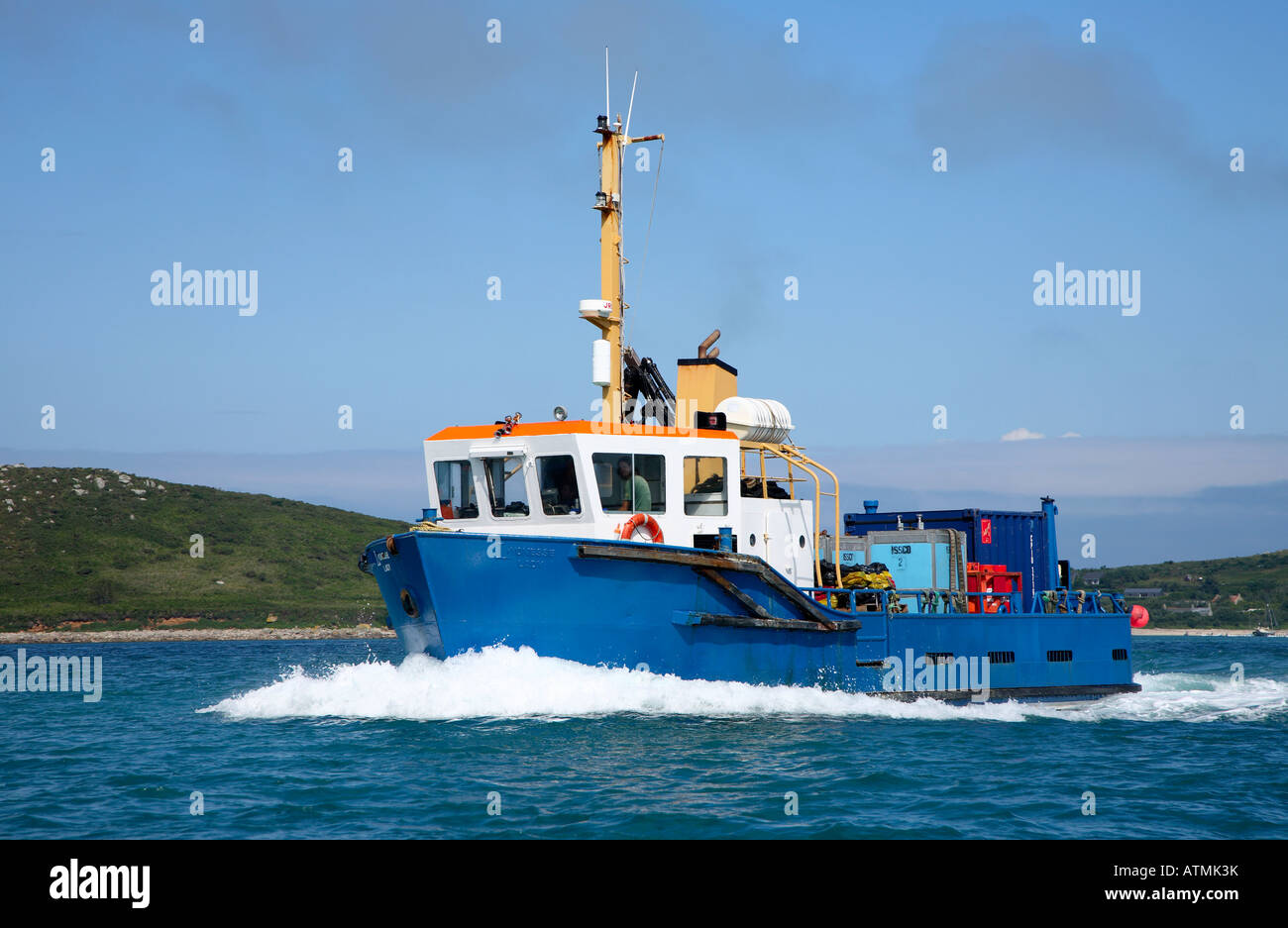 Isles of Scilly inter island supply boat the Lyonesse Lady Stock Photo ...