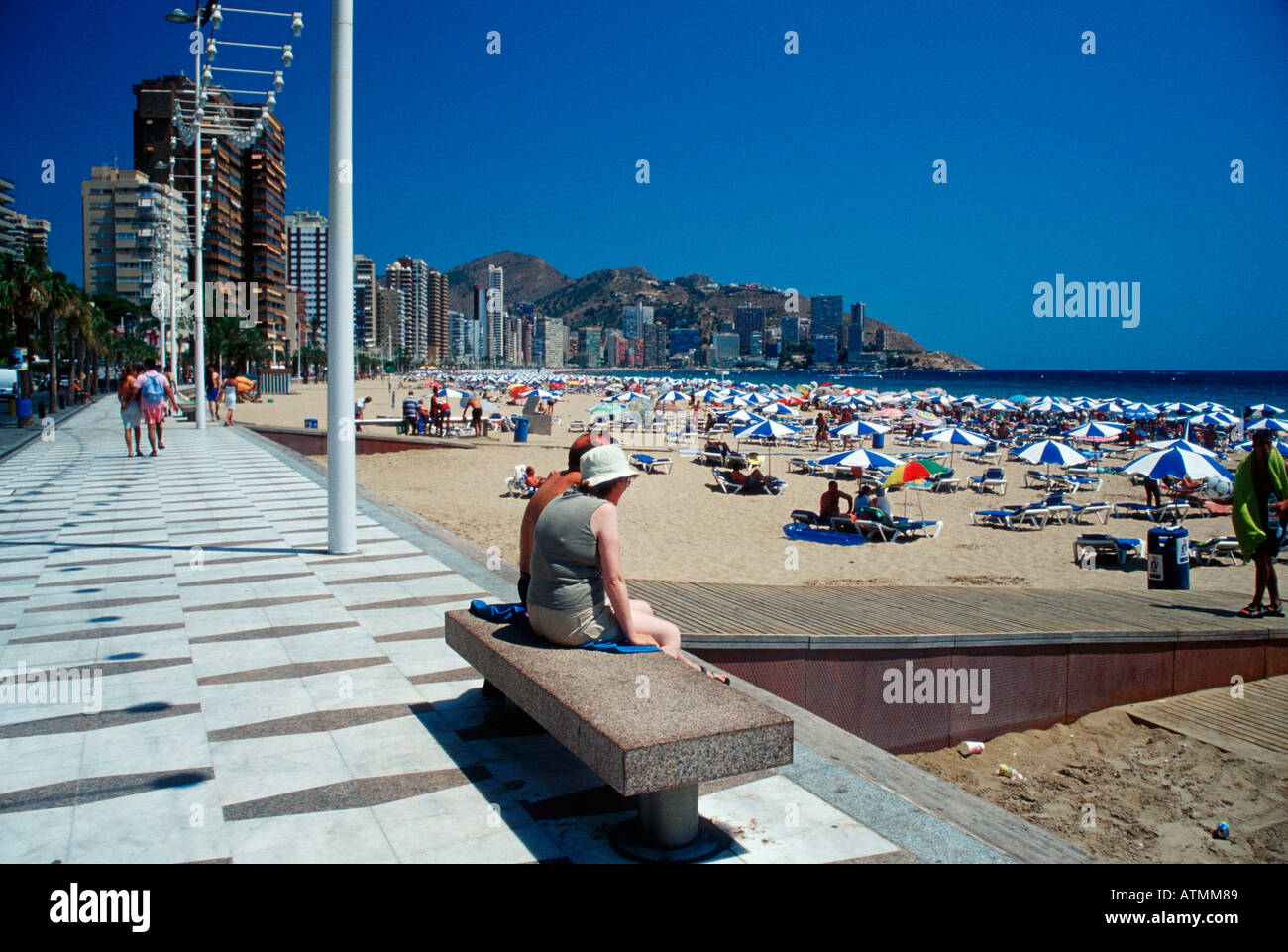 Tourists at beach / Benidorm Stock Photo - Alamy