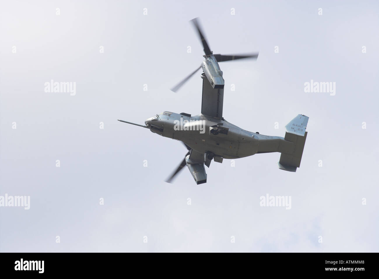 Osprey V22 gaining height while moving forward in flight Stock Photo ...