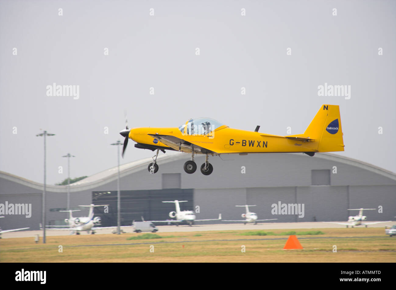The Slingsby Firefly flying along the runway taking off Stock Photo - Alamy