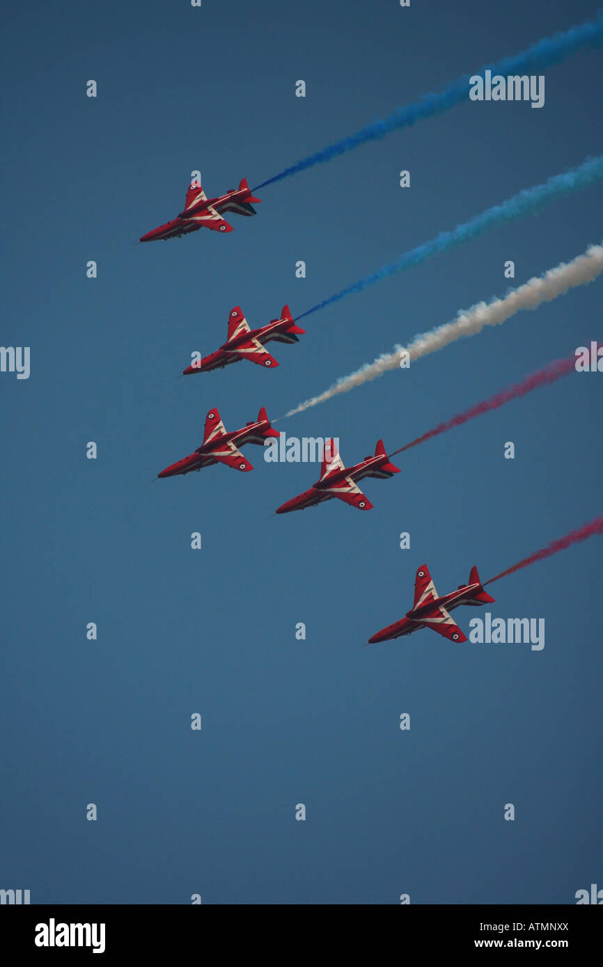 Red Arrows Hawk jets at Duxford 2007 airshow Stock Photo - Alamy