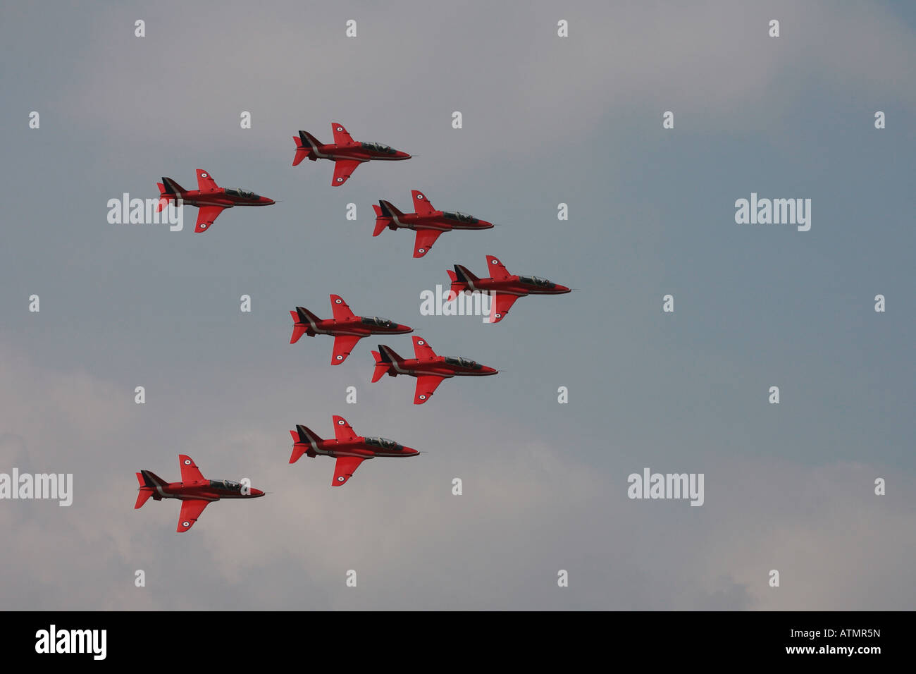 Red Arrows in diamond nine formation with only eight aircraft at ...