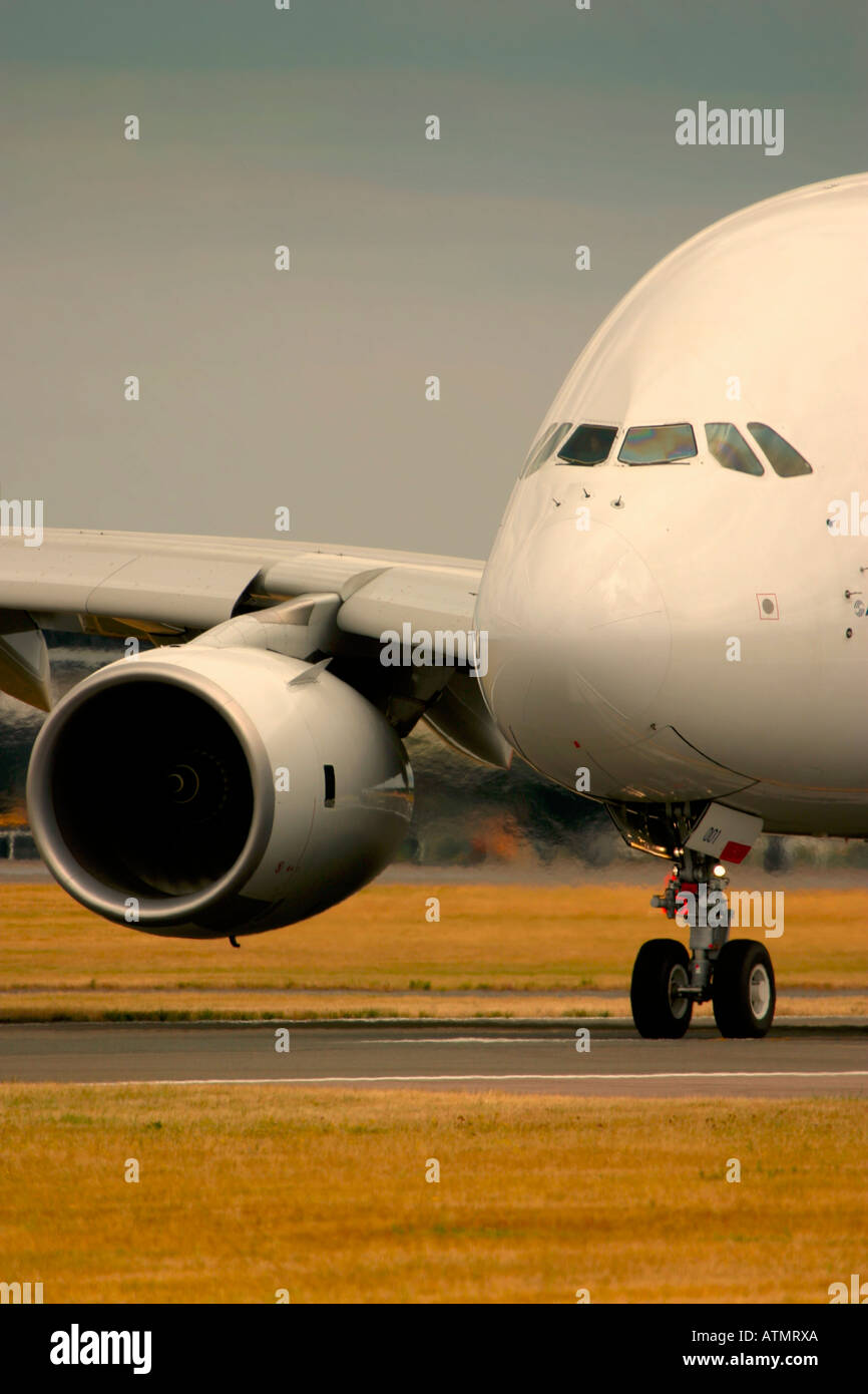Airbus a380 in flight the airbus a380 is a double deck hi-res stock ...