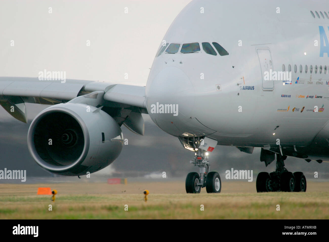 Airbus a380 in flight the airbus a380 is a double deck hi-res stock ...