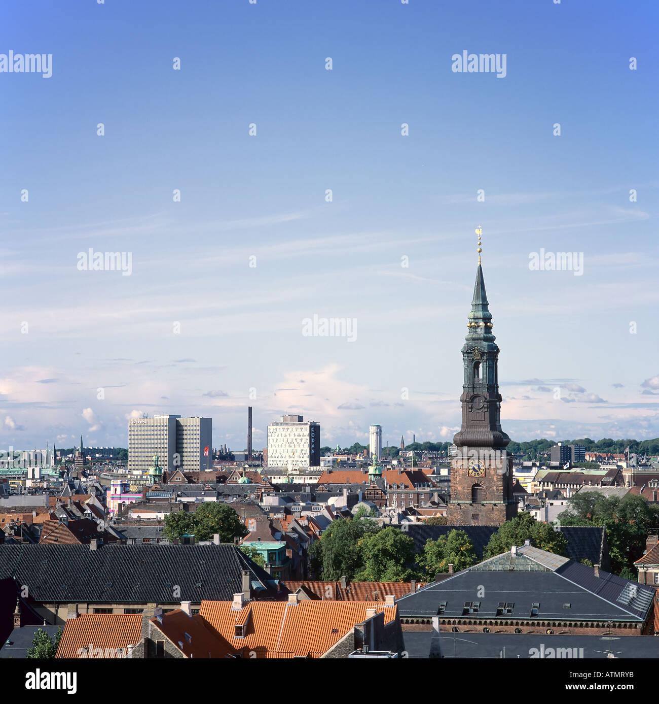 Copenhagen town skyline from top of the Round Tower, Denmark Stock ...