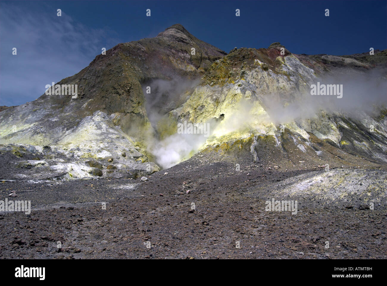 Volcanic formations on White Island volcano, New Zealand Stock Photo ...