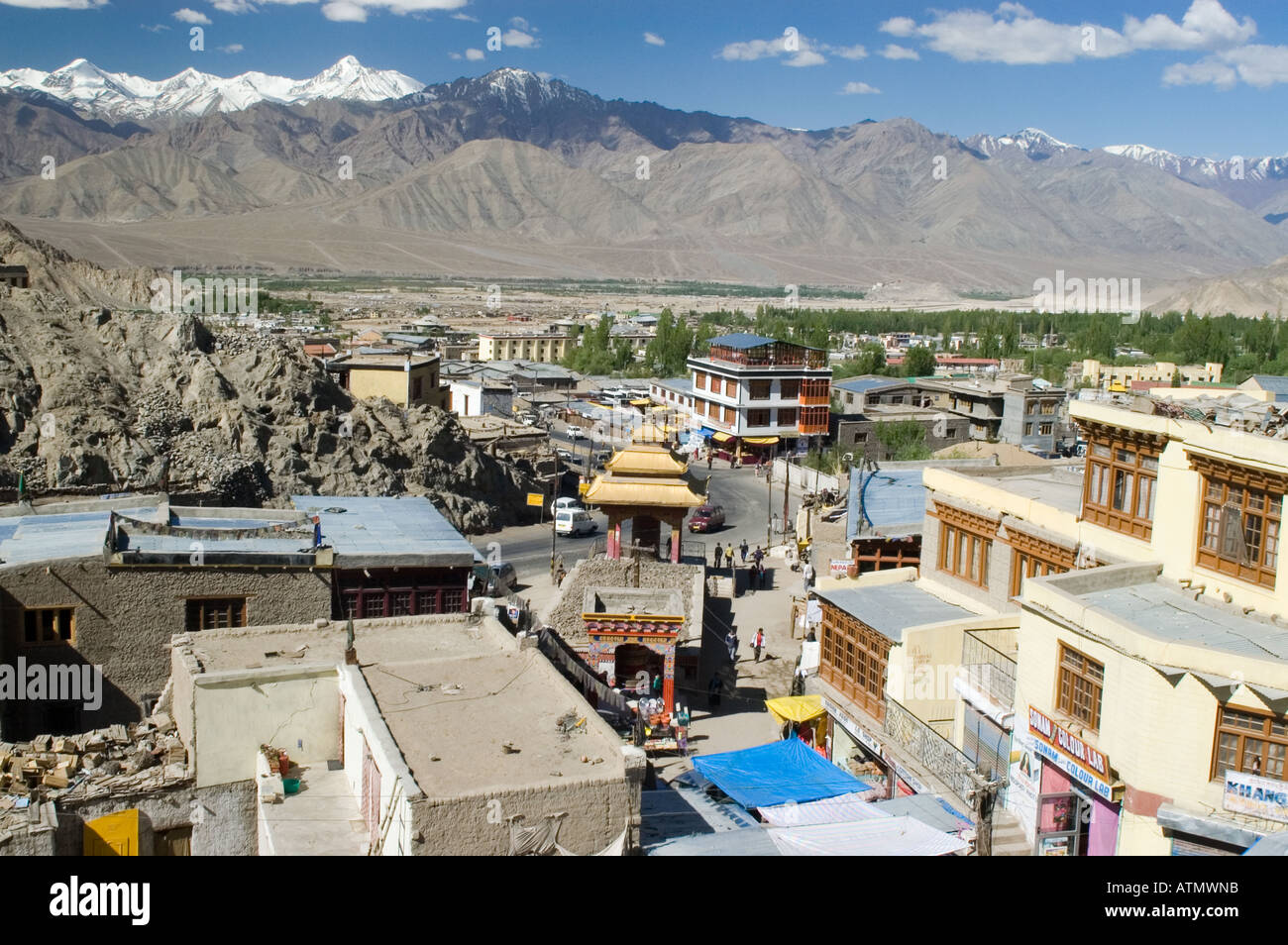 view over the historic center of Leh Indus valley Ladakh Jammu and ...