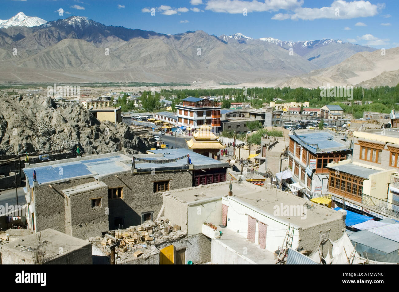 view over the historic center of Leh Indus valley Ladakh Jammu and ...