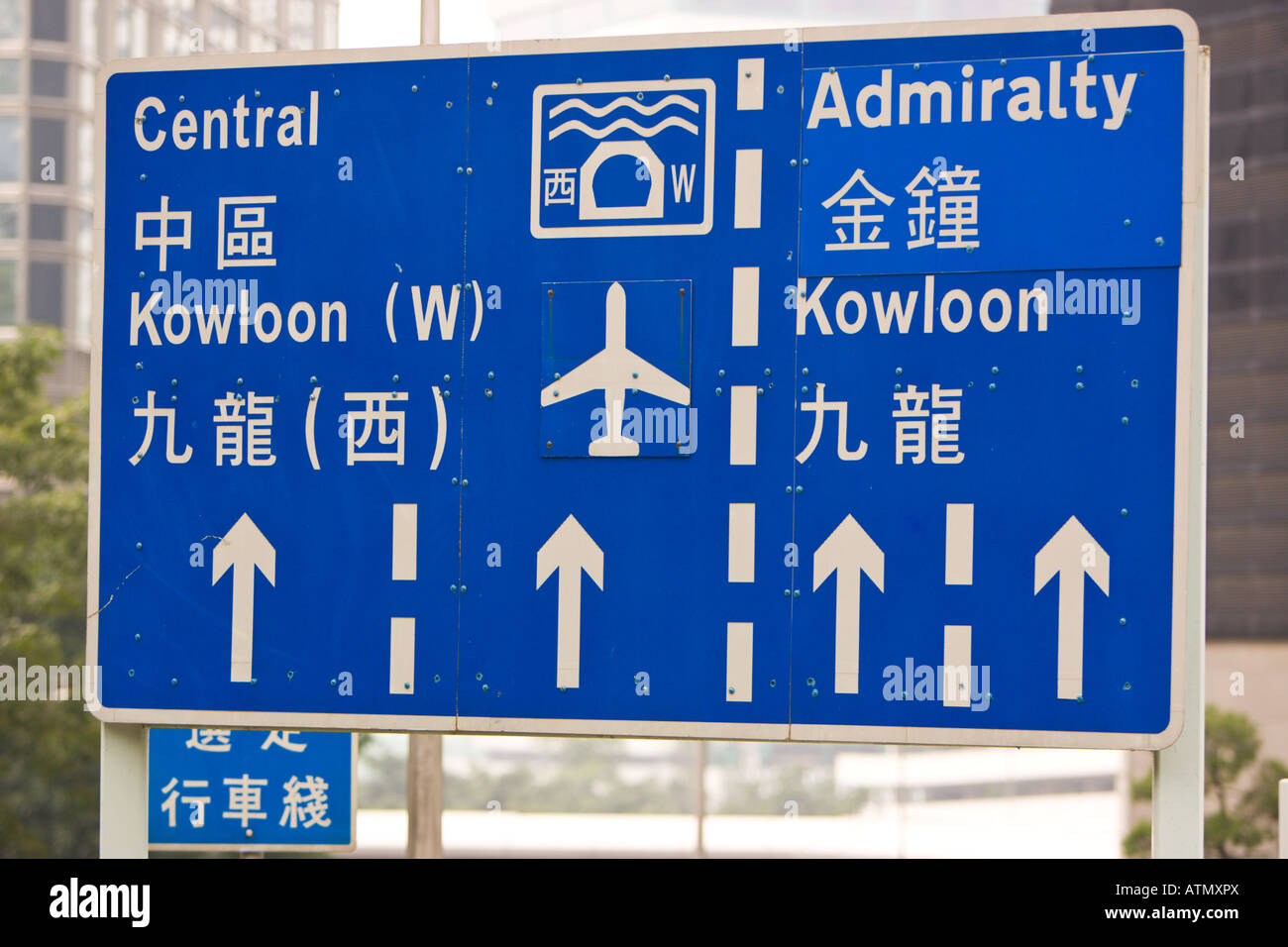 HONG KONG CHINA Bilingual street sign in Chinese and English in Central ...