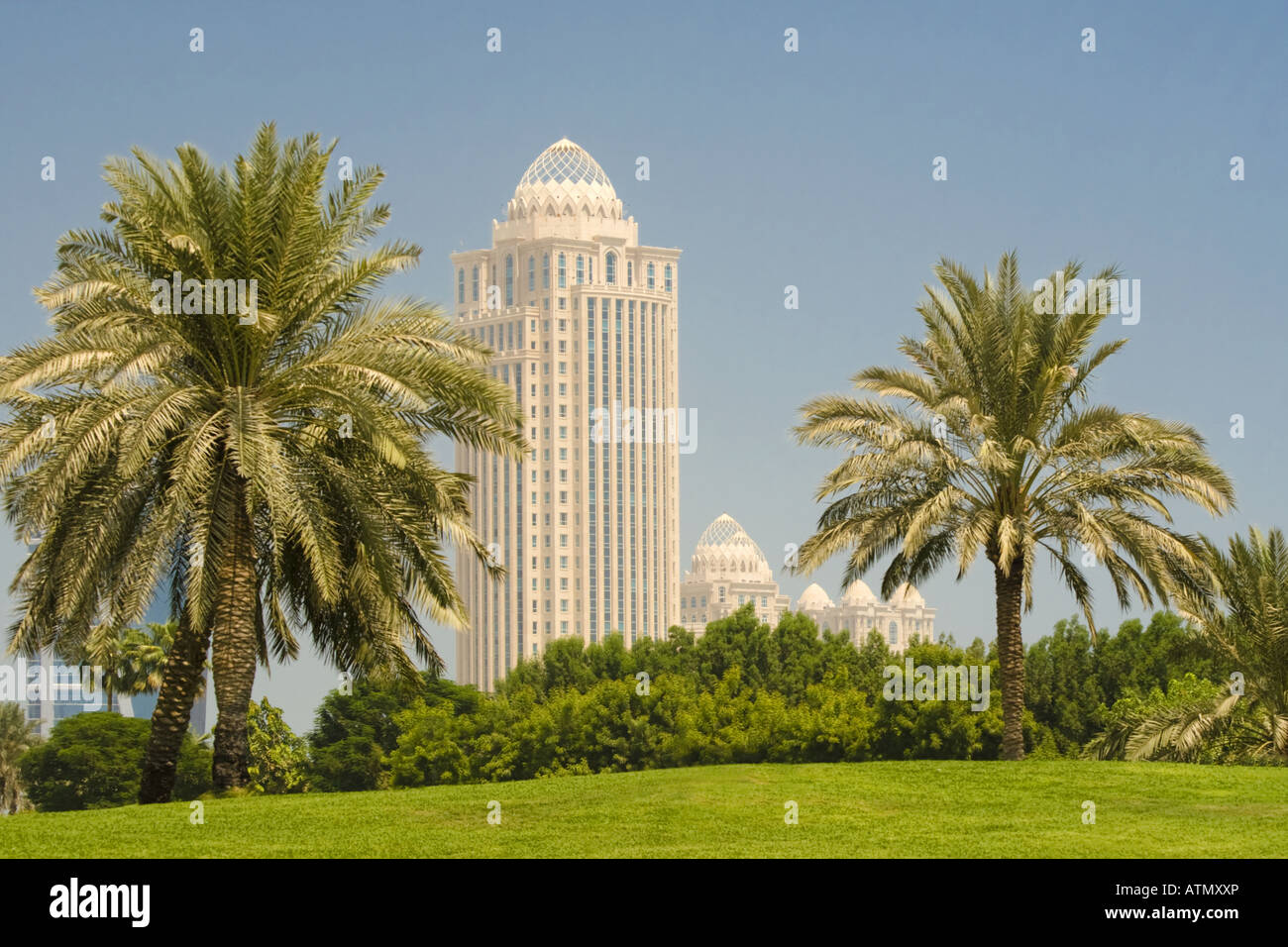 Four Seasons Hotel Doha Qatar Middle East Asia palm tree Stock Photo ...