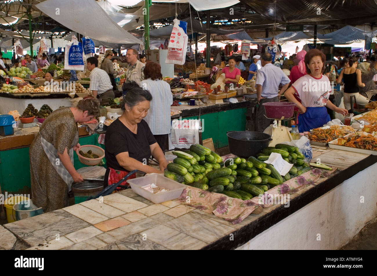market booth Osch Bazar Bishkek Kyrgyzstan Stock Photo - Alamy
