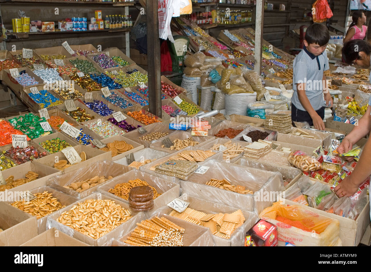 market in Karakol Tian Shan Mountains Kyrgyzstan Stock Photo - Alamy