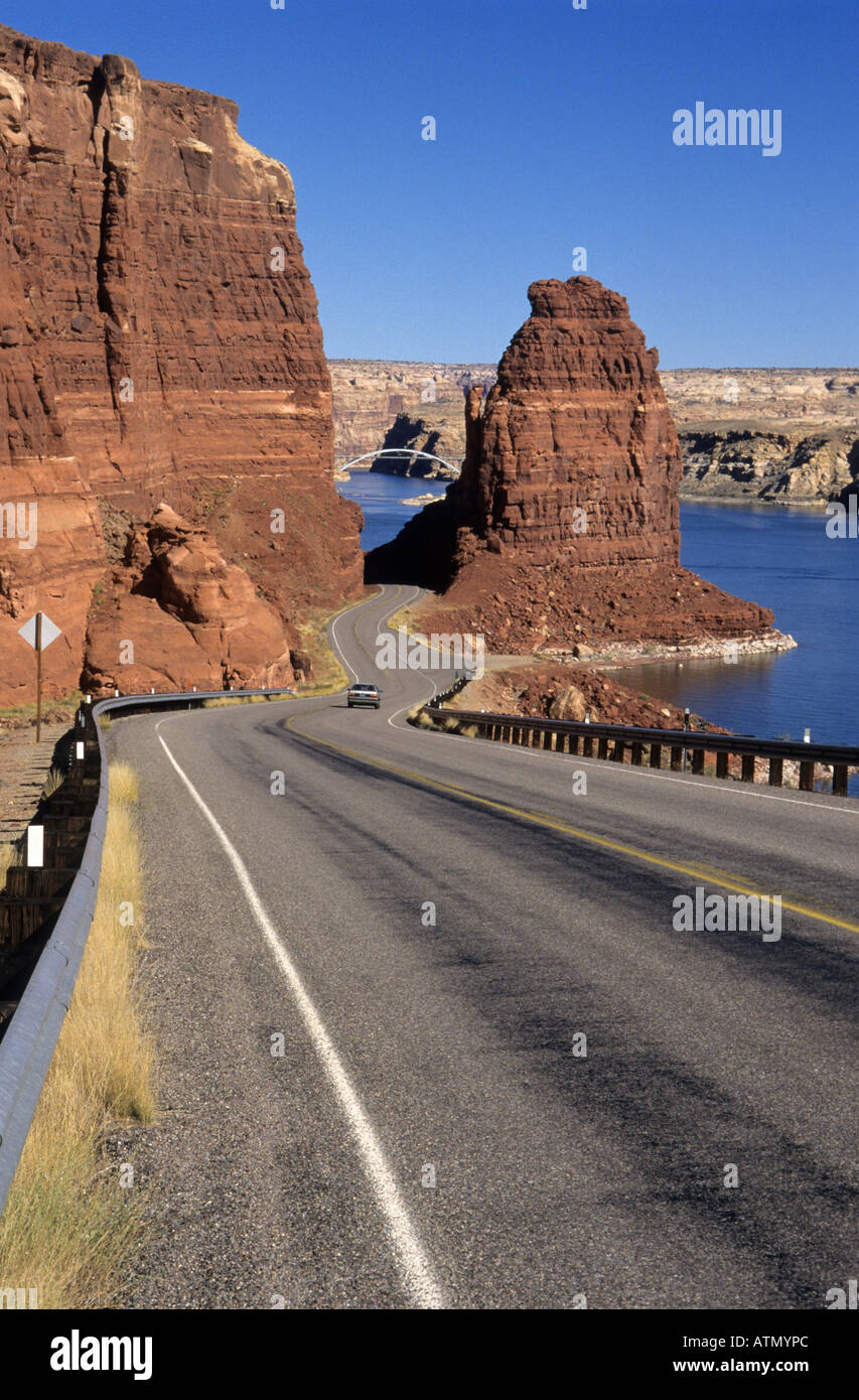 Highway 95 at Lake Powell Glen Canyon National Recreation Area Utah USA ...
