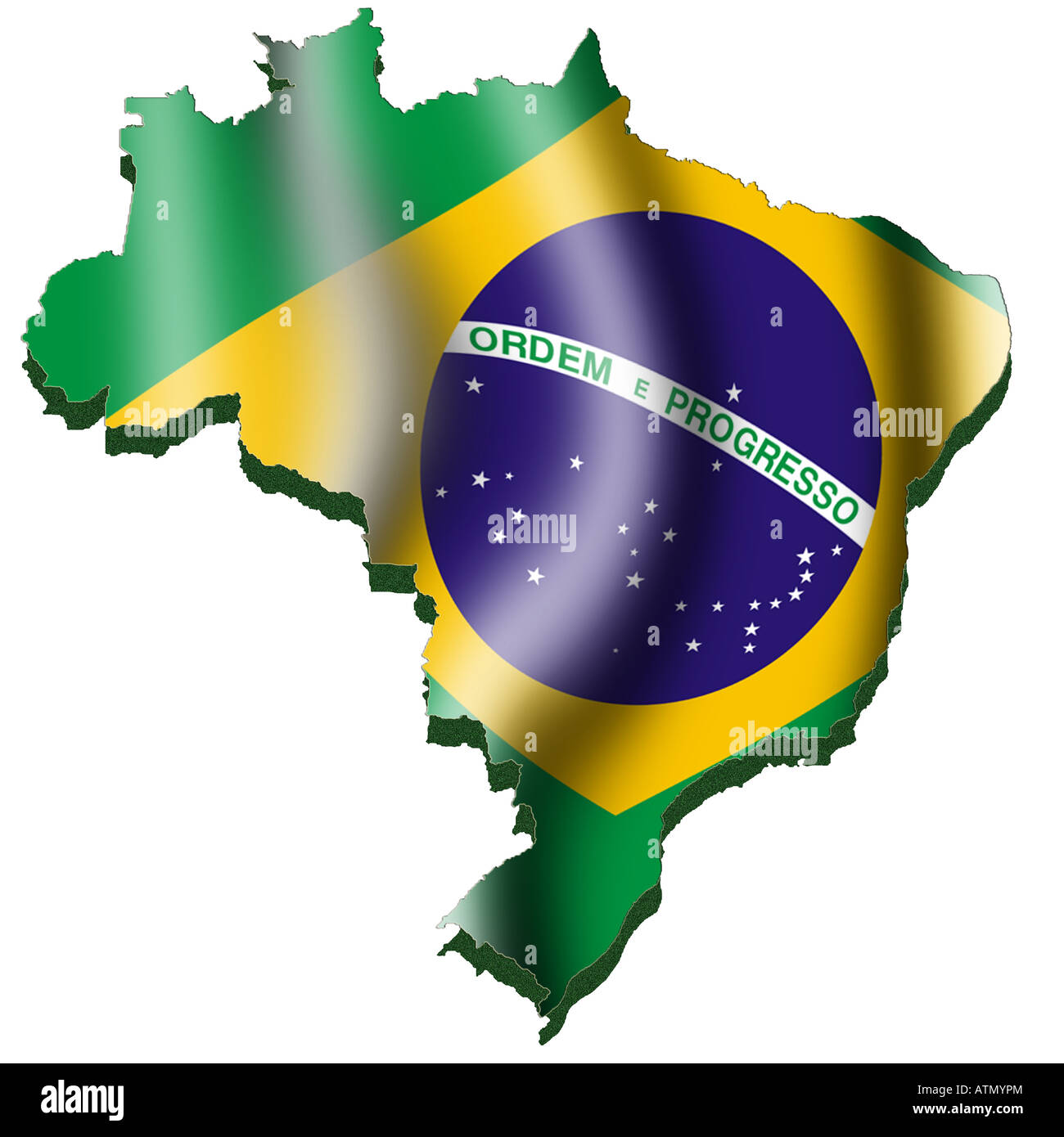 Outline map and flag of Brazil Stock Photo - Alamy