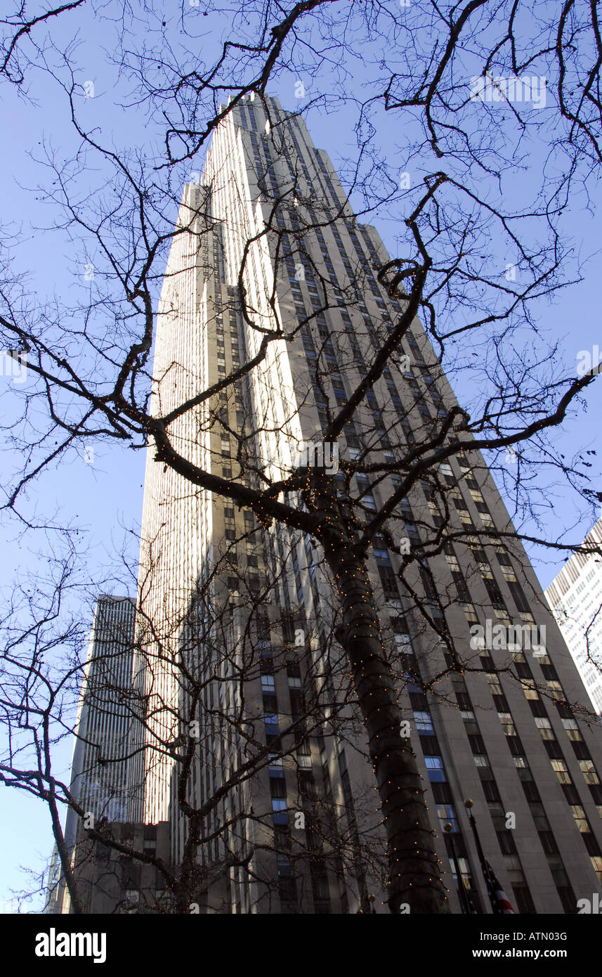 Rockefeller Center skyscraper building, New York City, USA viewed ...