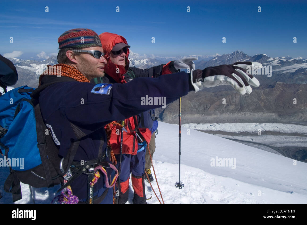 mountaineers on the Breithorn 4164 m Zermatt Wallis Valais Switzerland ...