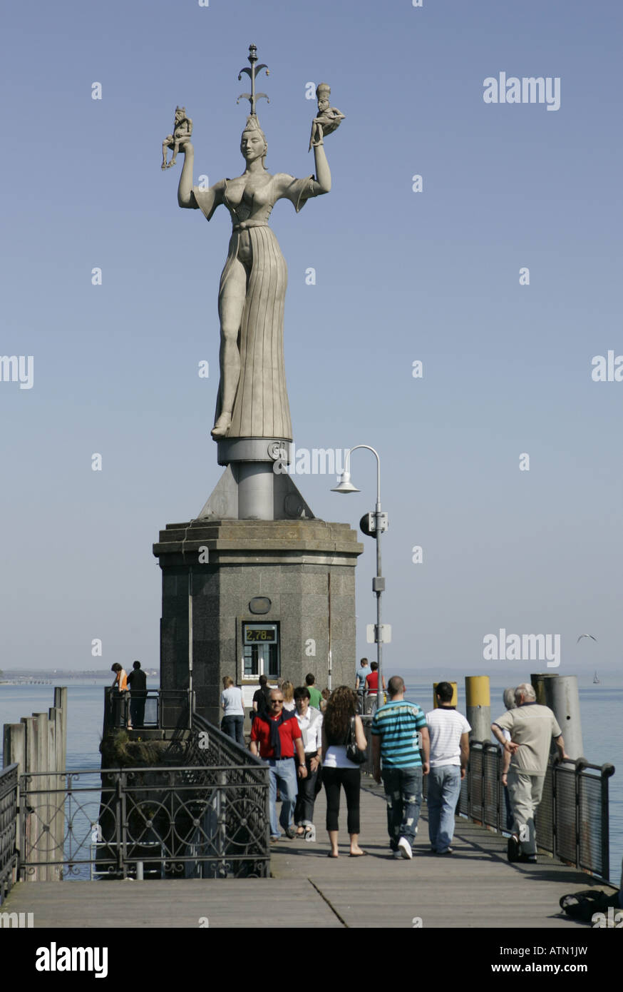 Imperia sculpture by the artist Peter Lenk on the pier in Constance ...