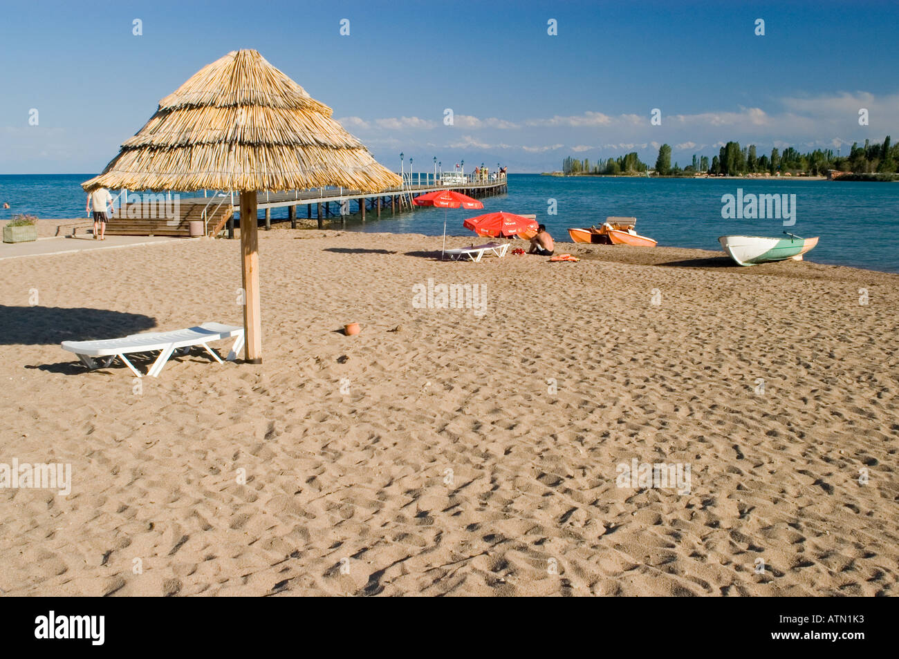 sandy beach at Issyk Kul lake Chok Tal Kyrgyzstan Stock Photo - Alamy