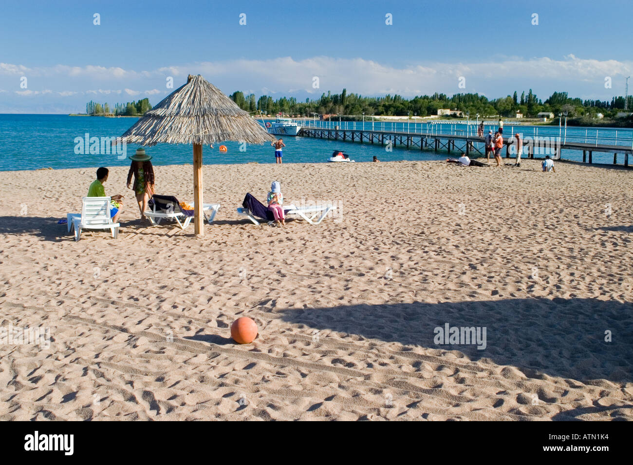 sandy beach at Issyk Kul lake Chok Tal Kyrgyzstan Stock Photo - Alamy