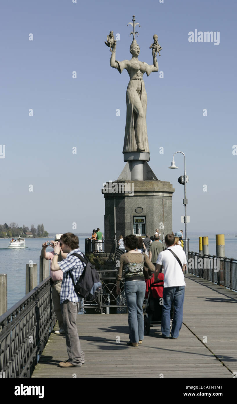 Imperia sculpture by the artist Peter Lenk on the pier in Constance ...