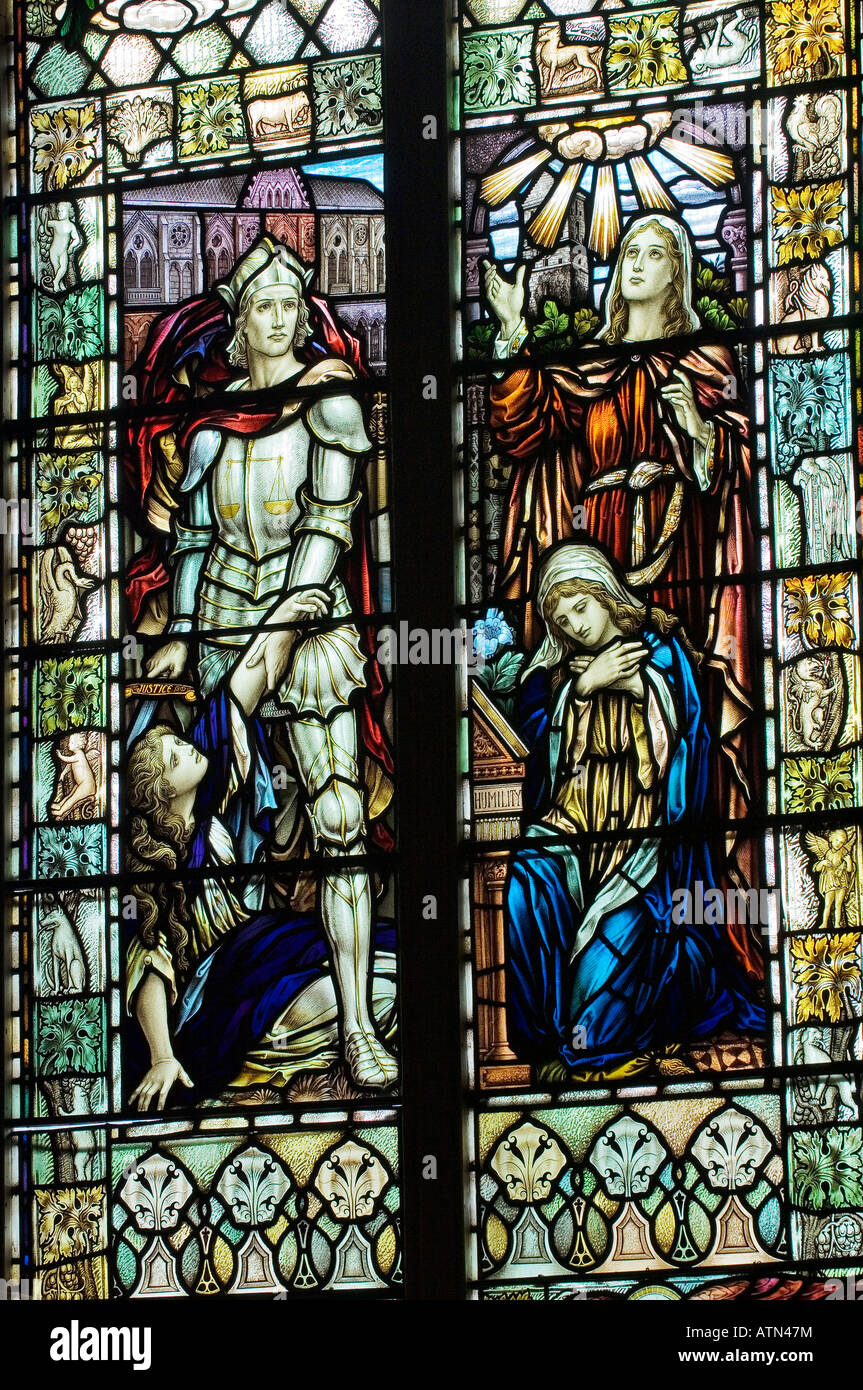 Justice and Humility. 1910 stained glass window by James Ballantyne of ...