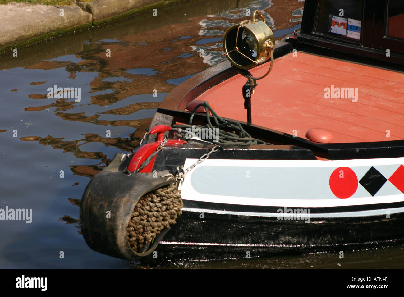 canal river narrow house boat leisure craft moored Stock Photo - Alamy