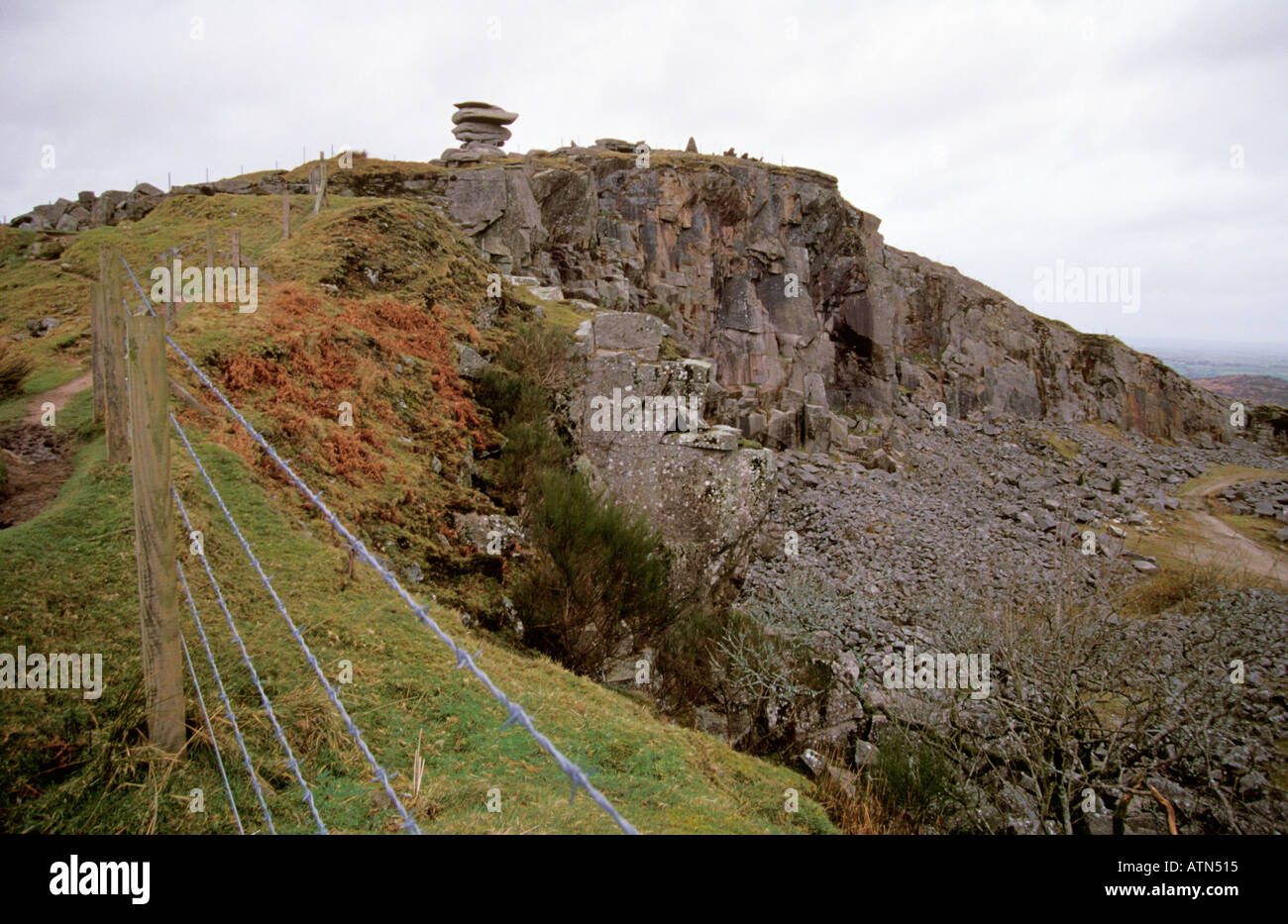 Disused Cheesewring Quarry Pit Stowes Hill Bodmin moor Cornwall England ...