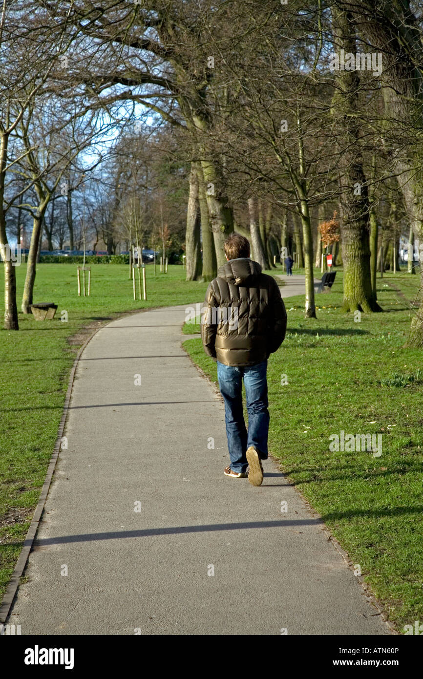 Man Walking Along Path Kings Heath Park Birmingham England Stock Photo ...