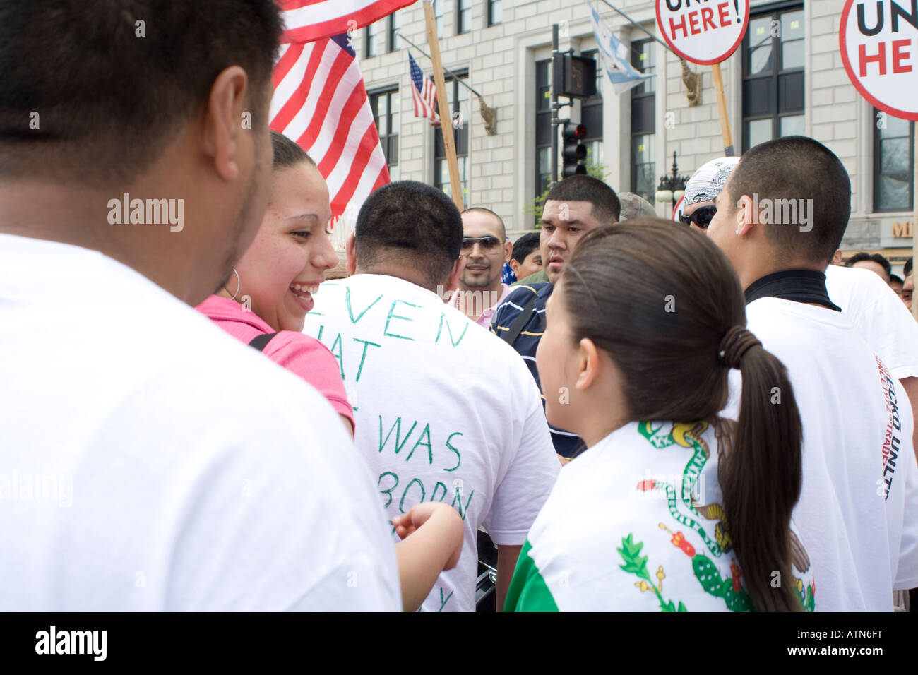 Hispanic workers marching in a protest Chicago Illinois Stock Photo - Alamy