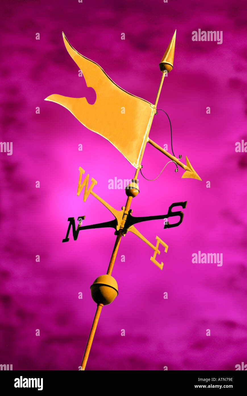 Weathervane with flag on top Stock Photo - Alamy