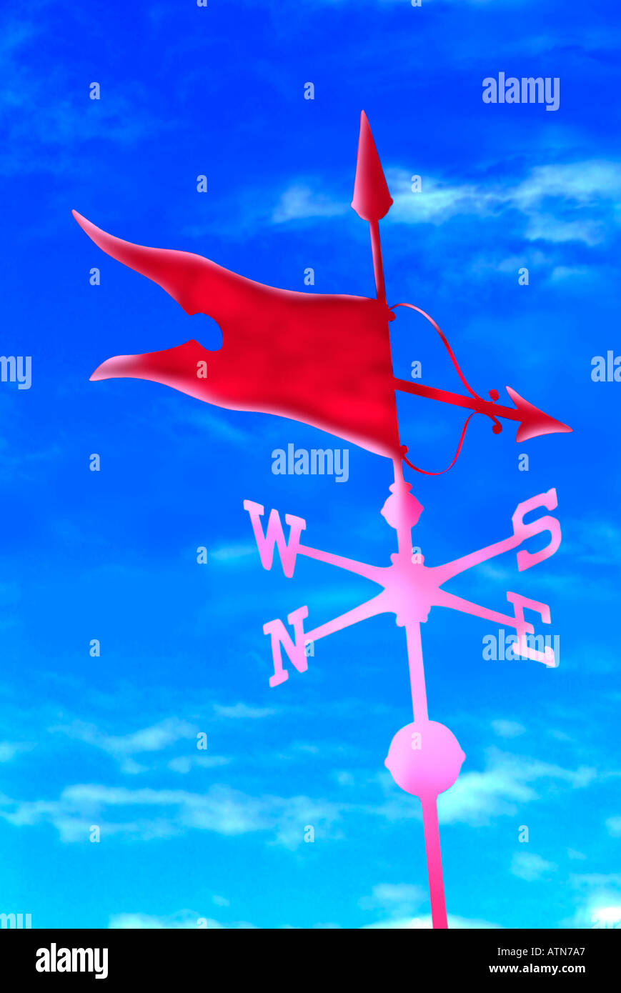 Weathervane with flag on top Stock Photo - Alamy