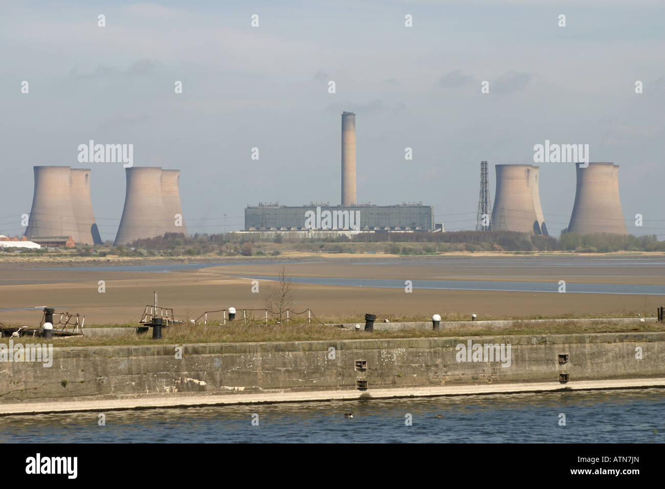 electricity power station cooling towers chimneys Stock Photo - Alamy