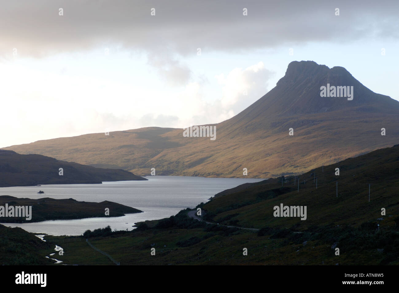 The Torridonian Sandstone peak of Stac Polly mountain in Wester Ross ...