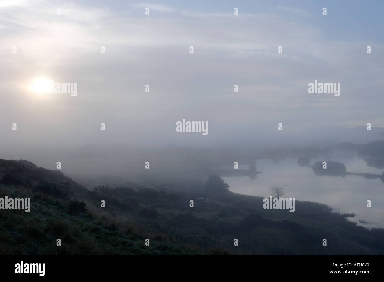 Mistyt morning over the Kyle of Sutherland from Struie Hill, Ross-shire ...