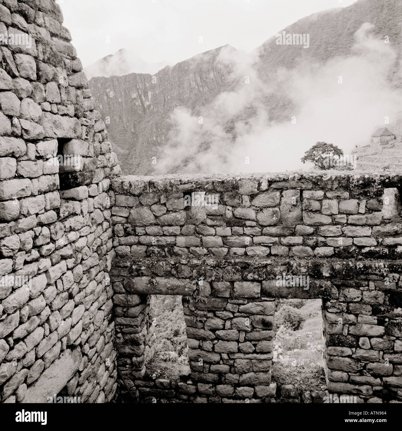 Construction in the ancient city of Machu Picchu in the Sacred Valley ...