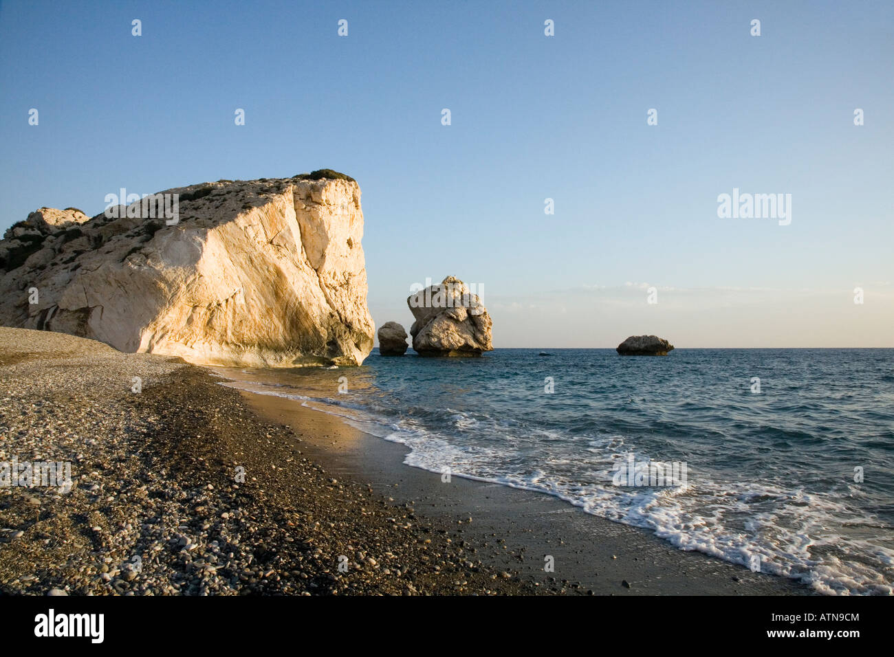 Aprohdities Rock Cyprus coastal landscape. This large rock marks the ...