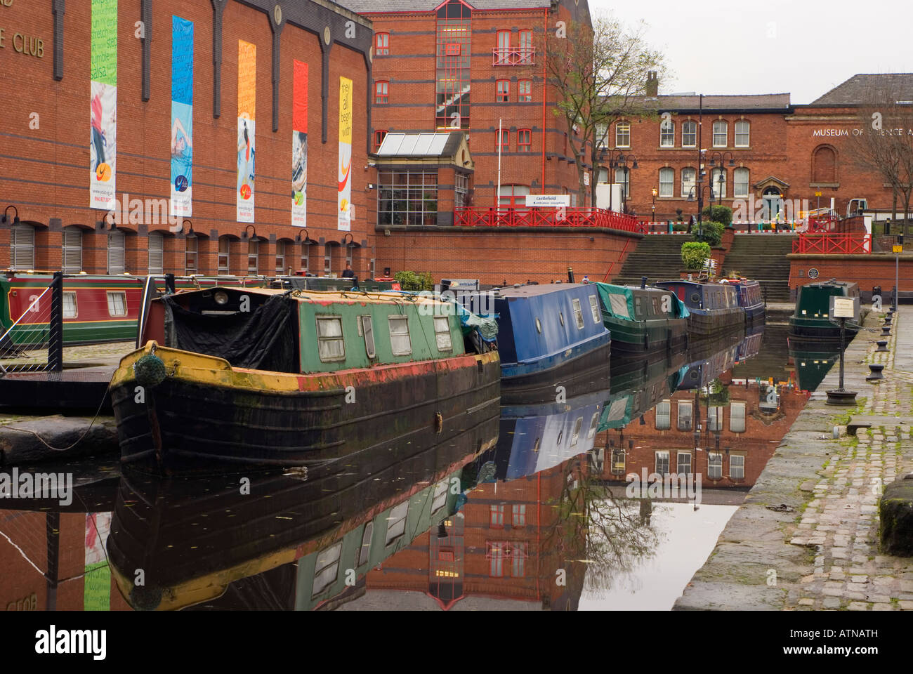 Barges on the canal in Manchester Stock Photo - Alamy