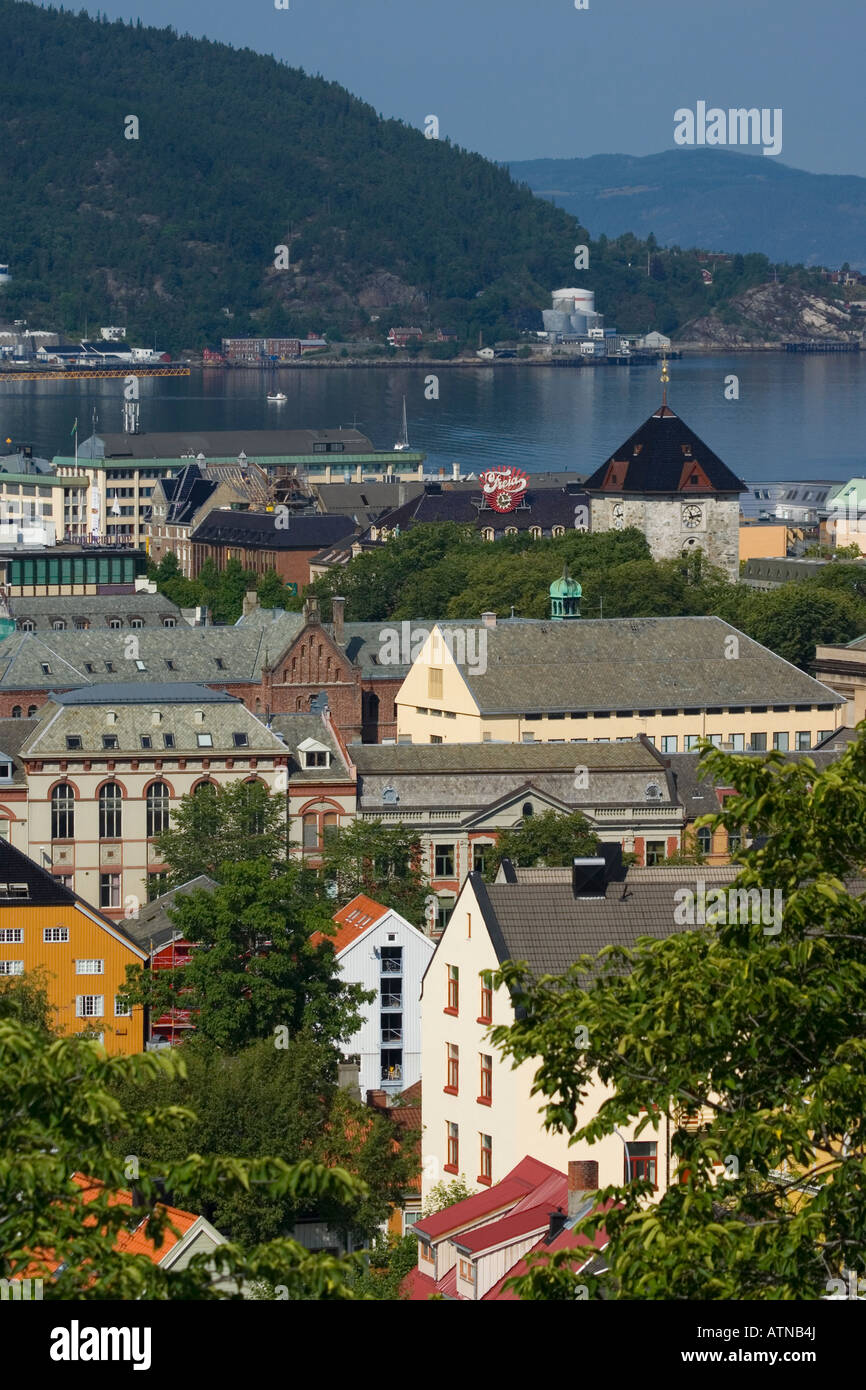 A view to Trondheim city center and fjord from Kristiansten fort Stock ...