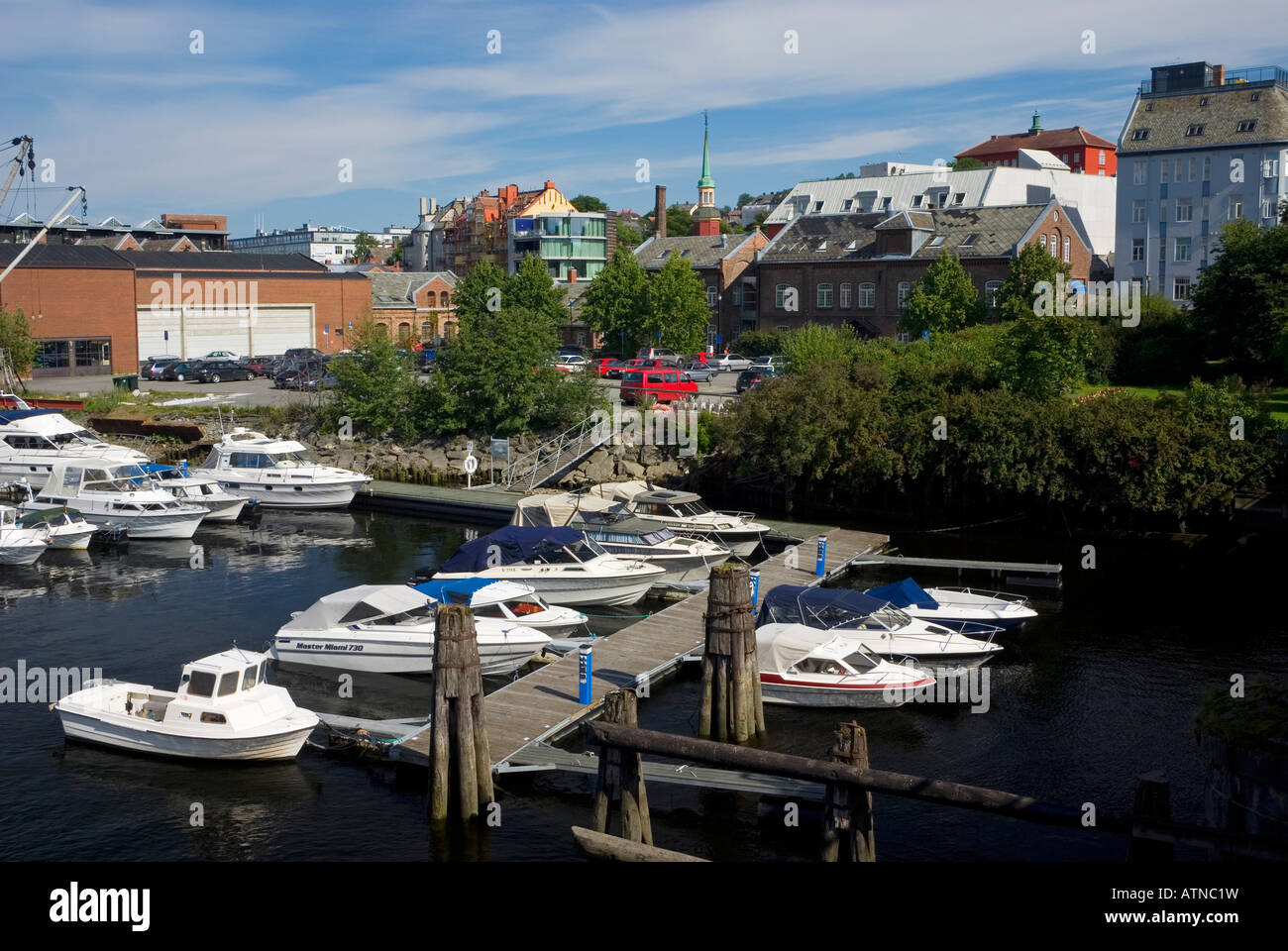 Boats on the surface of Nidelva river in Trondheim Stock Photo - Alamy