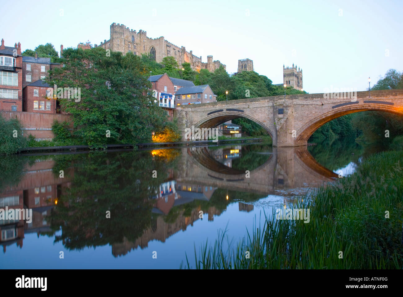 Durham, County Durham, England. Reflections in the River Wear below ...