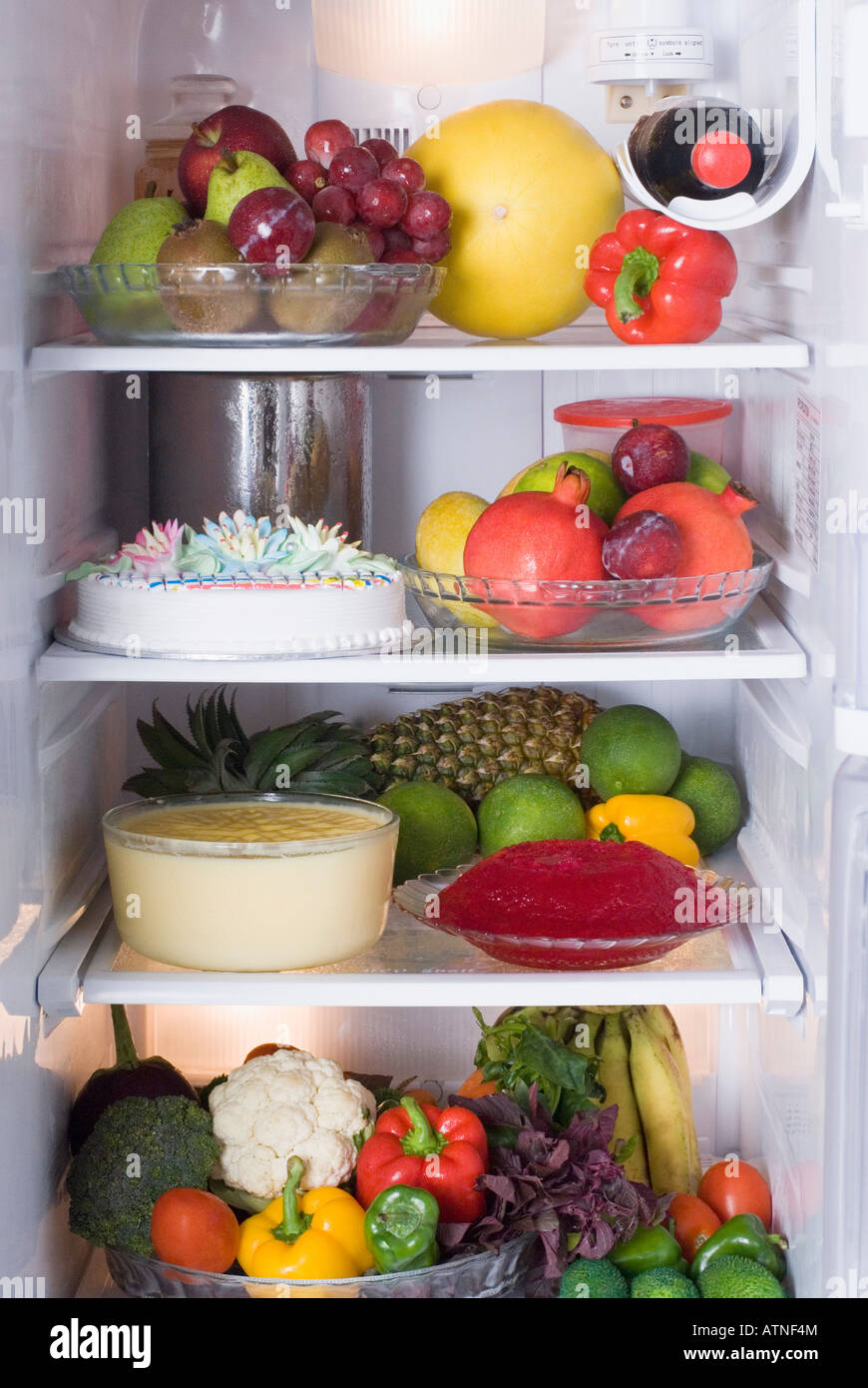 Fruits and vegetables in a refrigerator Stock Photo - Alamy