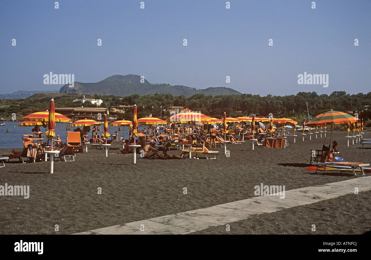Black Sand beach Porto di ponente, Vulcano Stock Photo - Alamy