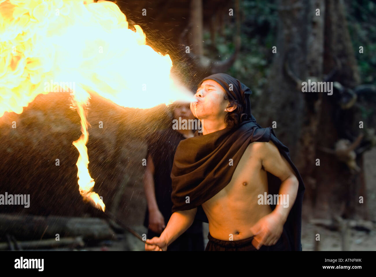 Jinuo Young Man Spitting Fire, Mt Jinuo, Xishuangbanna, Yunnan Province ...