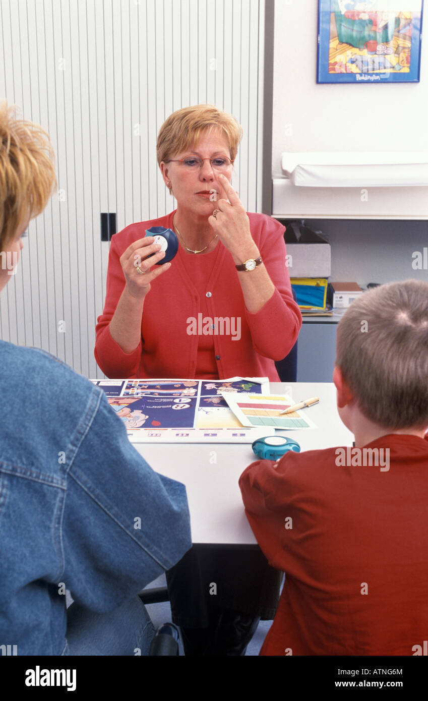 Instruction for using a inhaler Stock Photo - Alamy