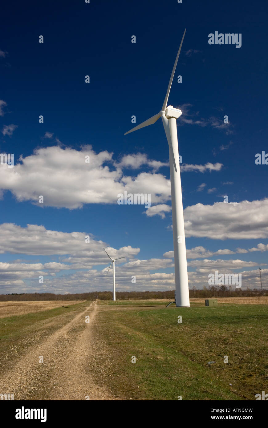 Wind driven electric power generator in Latviav Stock Photo - Alamy