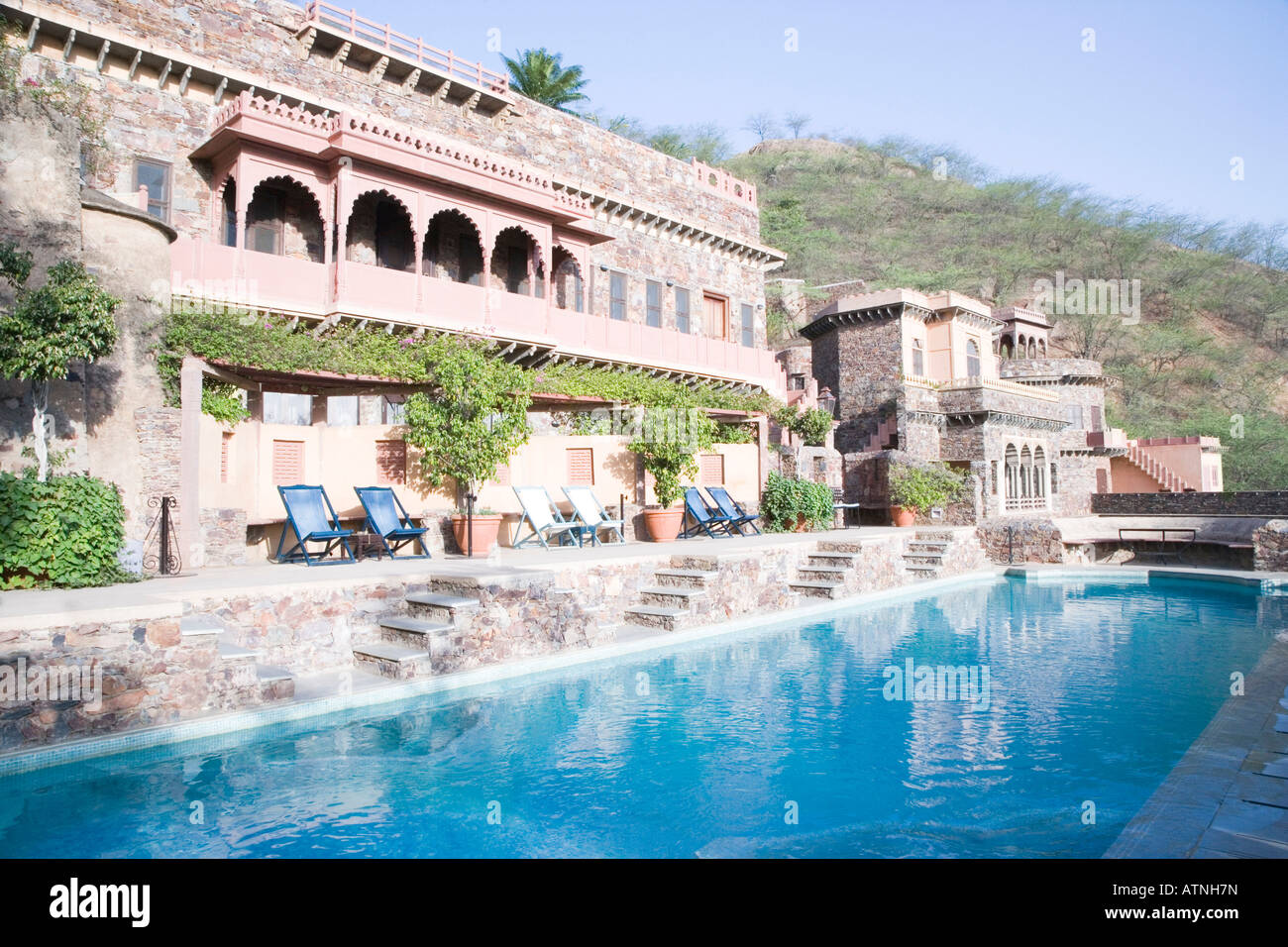 Swimming pool in front of a fort Stock Photo - Alamy