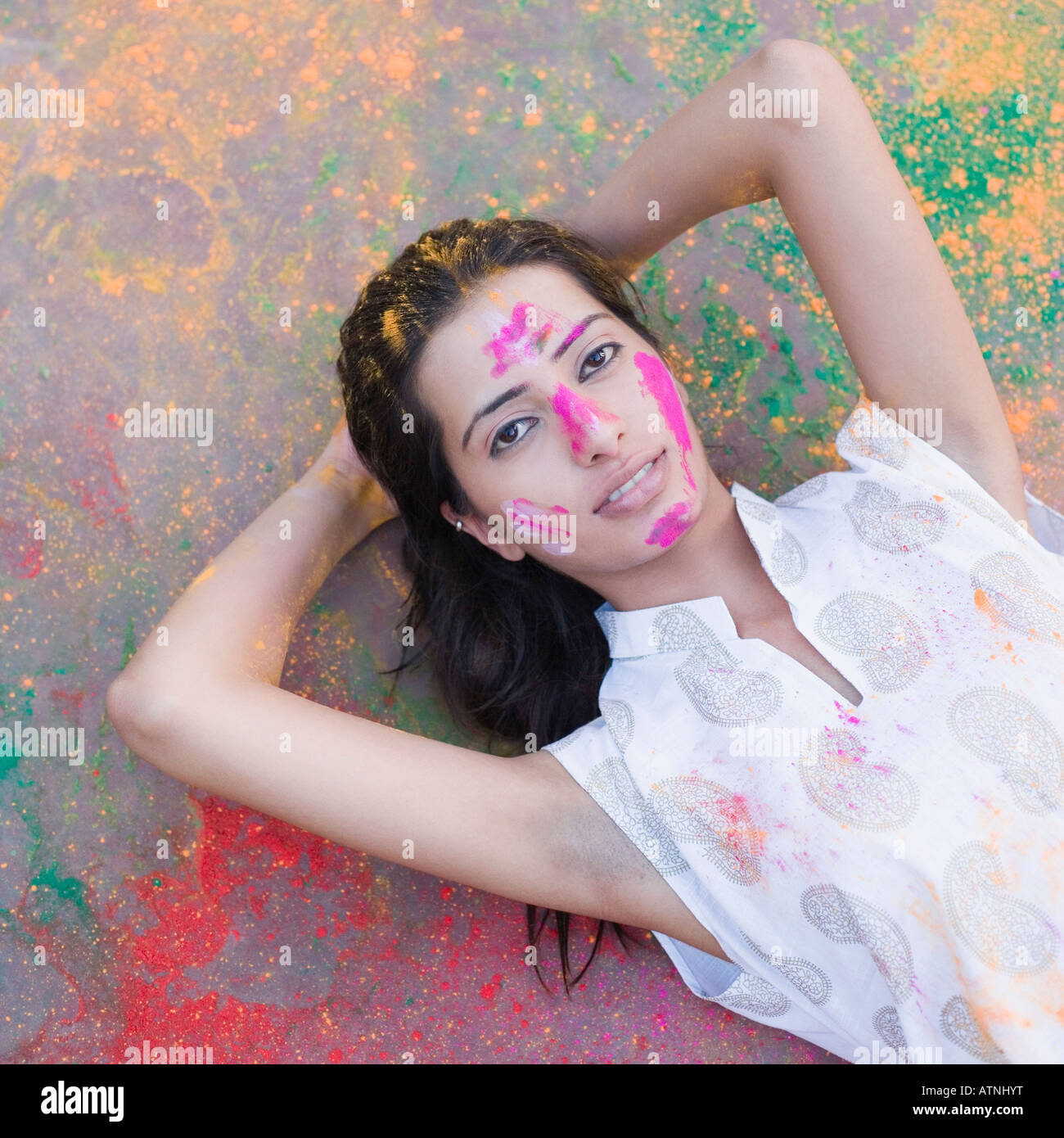 Woman face close up lying hi-res stock photography and images - Alamy
