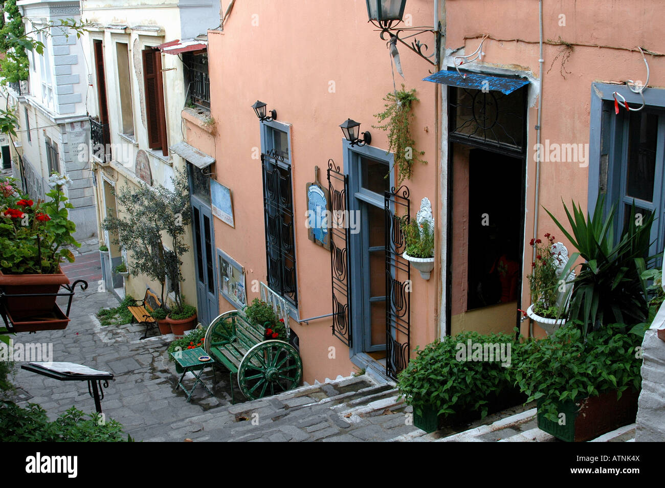 View from Restaurant dinner table, Athens Greece Stock Photo - Alamy