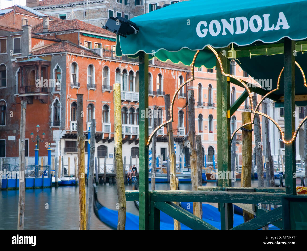 Venice, Veneto, Italy. An eye-catching gondola landing stage on the ...
