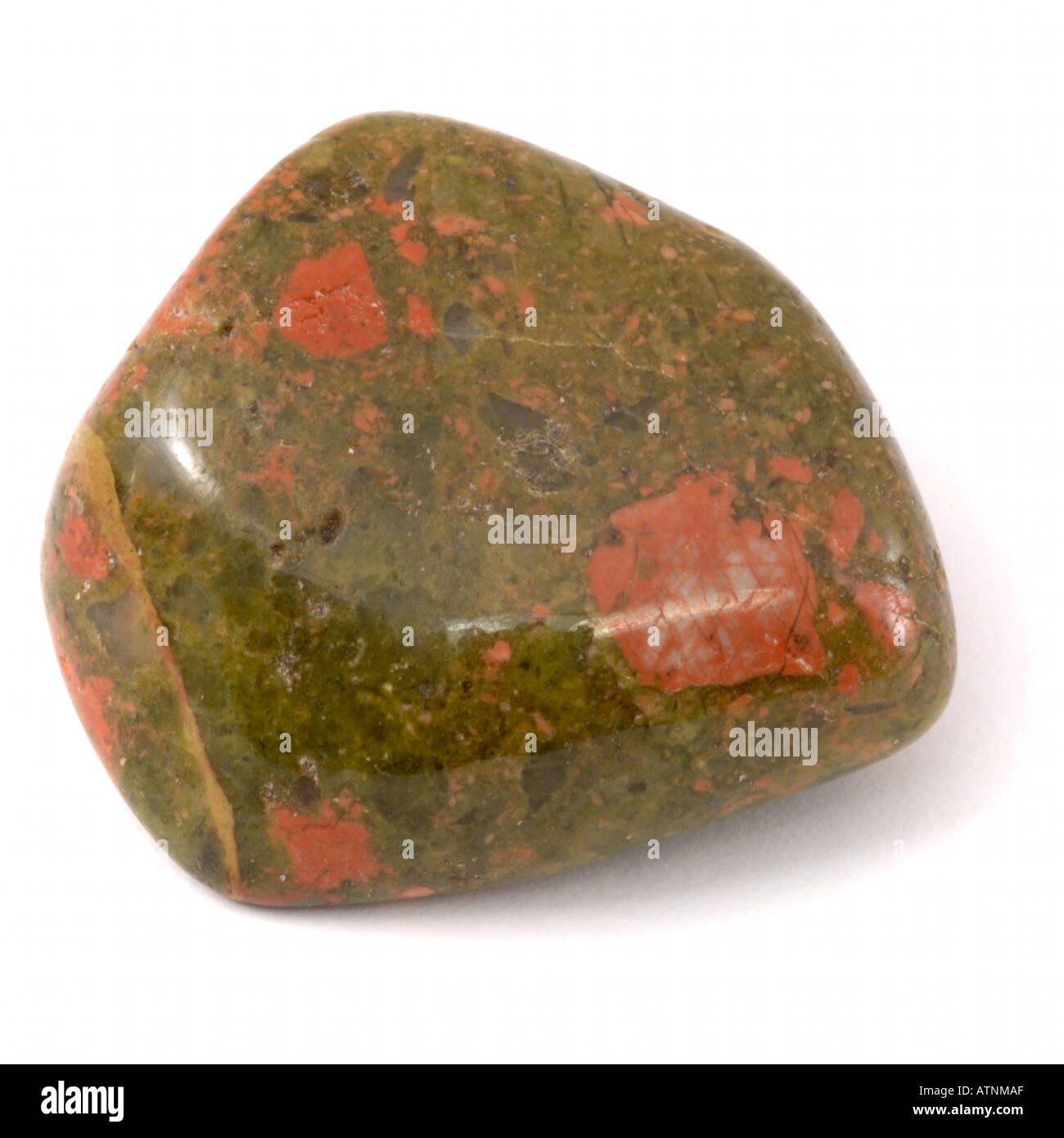 Unakite on white background Stock Photo - Alamy